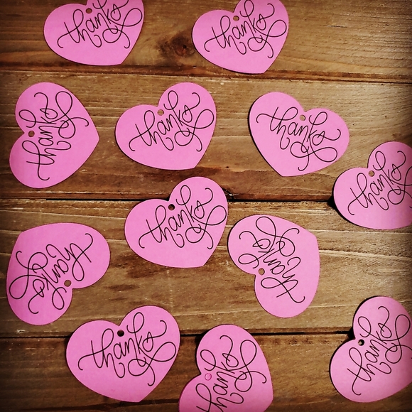Office | Thank You Tags Thanks Heart Hearts Tag Pink | Poshmark
